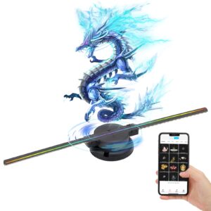 3d hologram fan with android integrated-19 inch holographic 3d display advertising projector with app programmable, 1000+ 3d video library for business store signs,bar,party,halloween (17-inch)