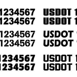 Set of 2 Custom USDOT Decals 2" x 20" US DOT Number Sticker Truck Commercial Van Pick Up Semi Truck Required Decals (BLACK, FONT D)