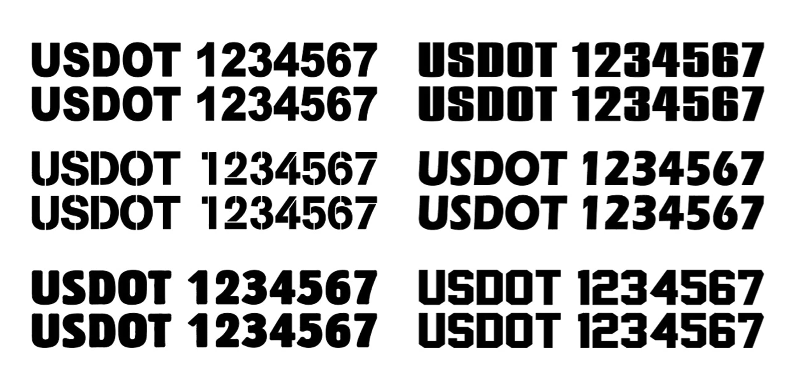 Set of 2 Custom USDOT Decals 2" x 20" US DOT Number Sticker Truck Commercial Van Pick Up Semi Truck Required Decals (BLACK, FONT D)