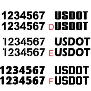 Set of 2 Custom USDOT Decals 2" x 20" US DOT Number Sticker Truck Commercial Van Pick Up Semi Truck Required Decals (BLACK, FONT D)