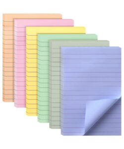 mr. pen- lined sticky notes 4x6, 6 pads, 45 sheet/pads, morandi colors, sticky notes with lines, sticky note pads, sticky pads, sticky notes lined, colorful sticky notes, mr pen sticky notes