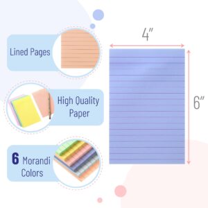 Mr. Pen- Lined Sticky Notes 4x6, 6 Pads, 45 Sheet/Pads, Morandi Colors, Sticky Notes with Lines, Sticky Note Pads, Sticky Pads, Sticky Notes Lined, Colorful Sticky Notes, Mr Pen Sticky Notes