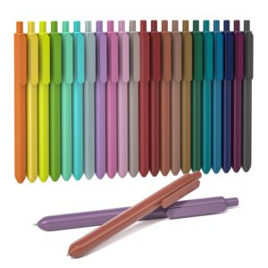 shuttle art colored retractable gel pens, 22 unique vintage ink colors, 11 light and 11 dark vintage, cute pens 0.7mm point quick drying for writing drawing journaling note taking school office home