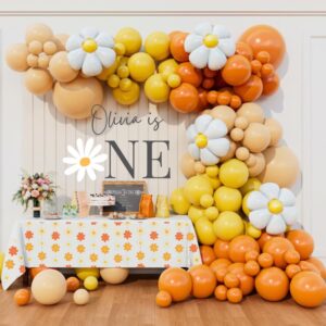 beaumode daisy groovy balloon garland arch kit 143pcs for mother's day best mom ever here comes the sun baby shower sunshine birthday boho retro party decorations(burnt orange)