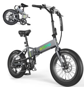 oraimo 750w-1000w electric bike for adults, 557wh ul-listed hidden battery up to 45 miles, 3a fast charge, 20" fat tire folding e-bike, shimano 7 speed, lcd display, optical flare