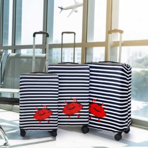 Silkfly 3 Pcs Red Lips Travel Luggage Cover Anti Scratch Dirt Washable Suitcase Protector Elastic Luggage Sleeve with Zipper, Fits 18-28 Inches