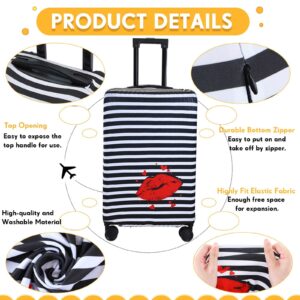 Silkfly 3 Pcs Red Lips Travel Luggage Cover Anti Scratch Dirt Washable Suitcase Protector Elastic Luggage Sleeve with Zipper, Fits 18-28 Inches