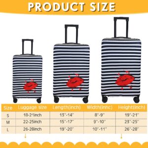 Silkfly 3 Pcs Red Lips Travel Luggage Cover Anti Scratch Dirt Washable Suitcase Protector Elastic Luggage Sleeve with Zipper, Fits 18-28 Inches