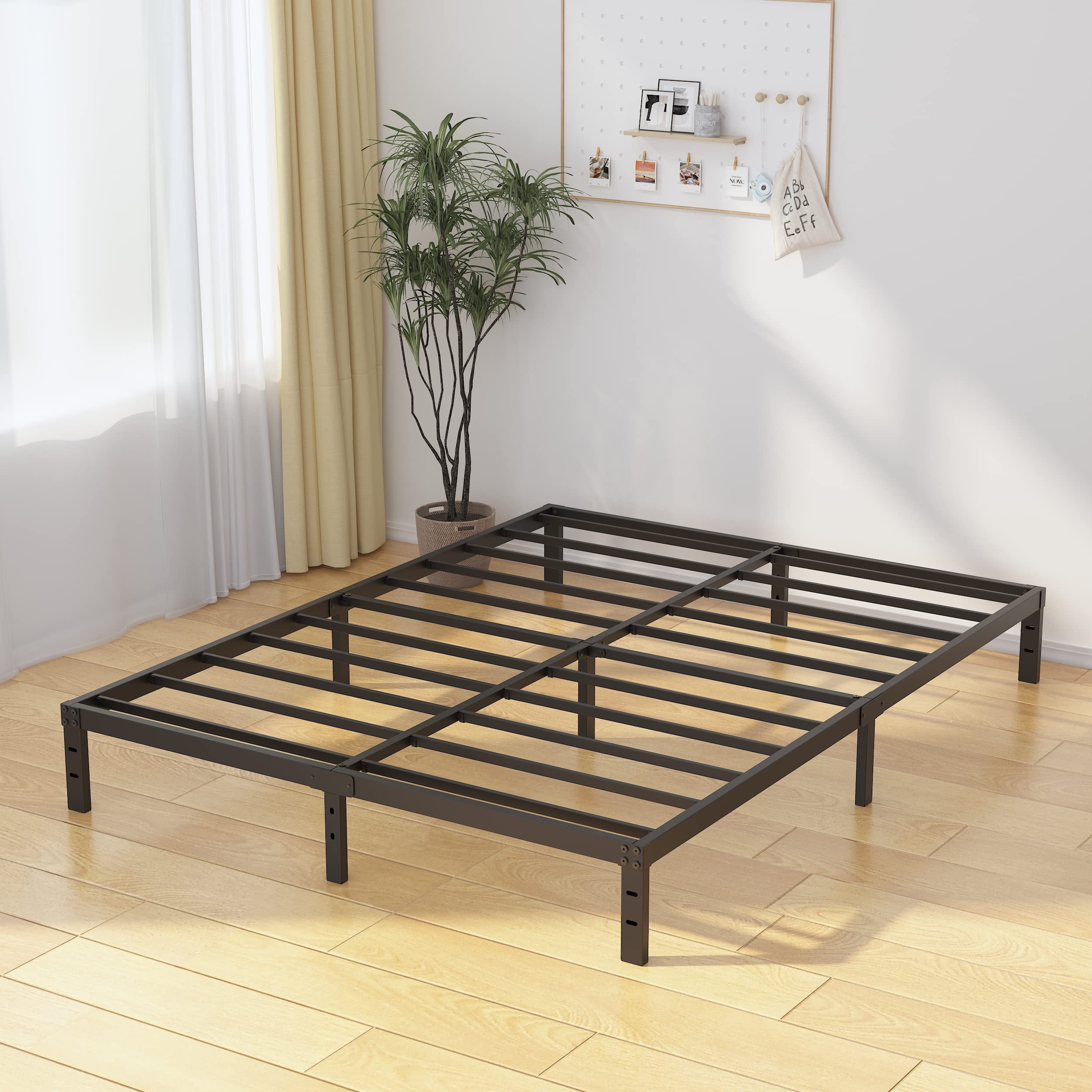 EMODA 10 Inch Full Size Bed Frame Heavy Duty Metal Platform No Box Spring Needed, Easy Assembly Noise Free, Black