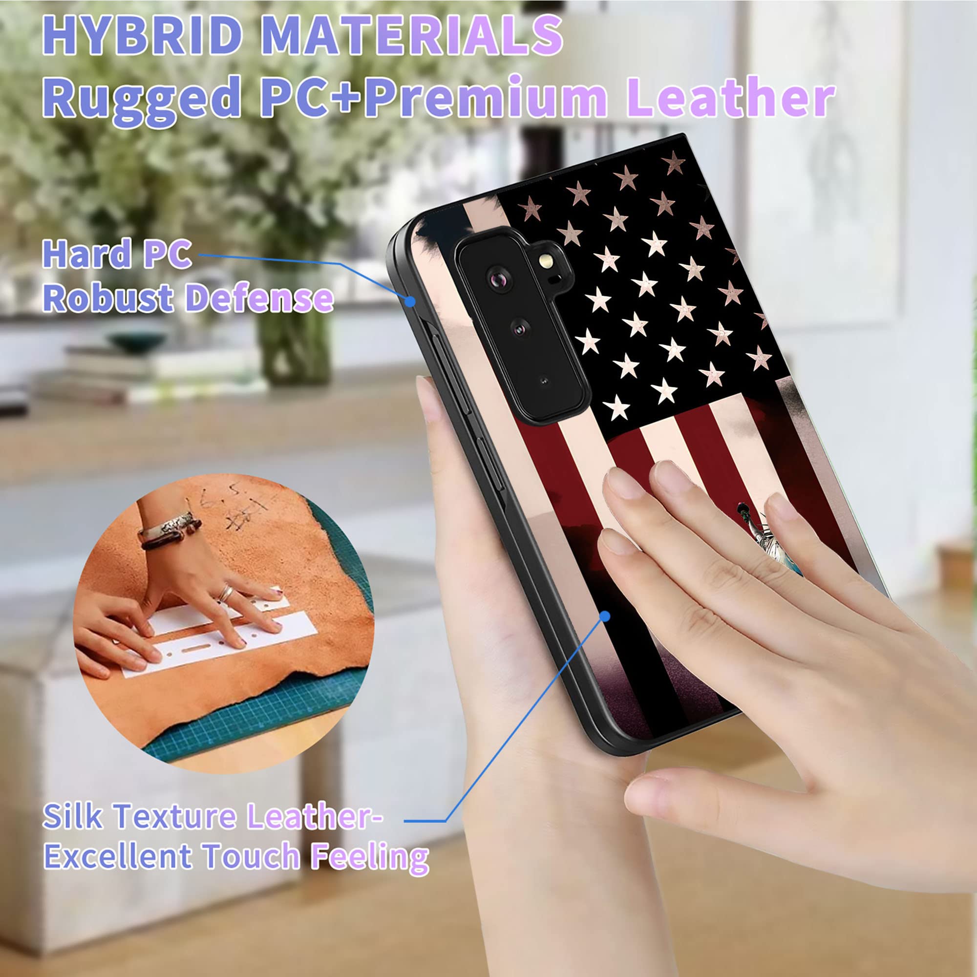 RYUITHDJP for Microsoft Surface Duo 2 Case 8.3" American Flag Design for Microsoft Surface Duo 2 Phone Case Stylish Shockproof Cover