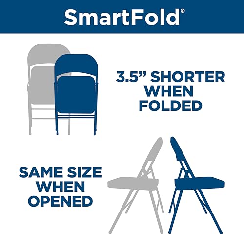 COSCO SmartFold All-Steel Folding Chair, 4-Pack, Black