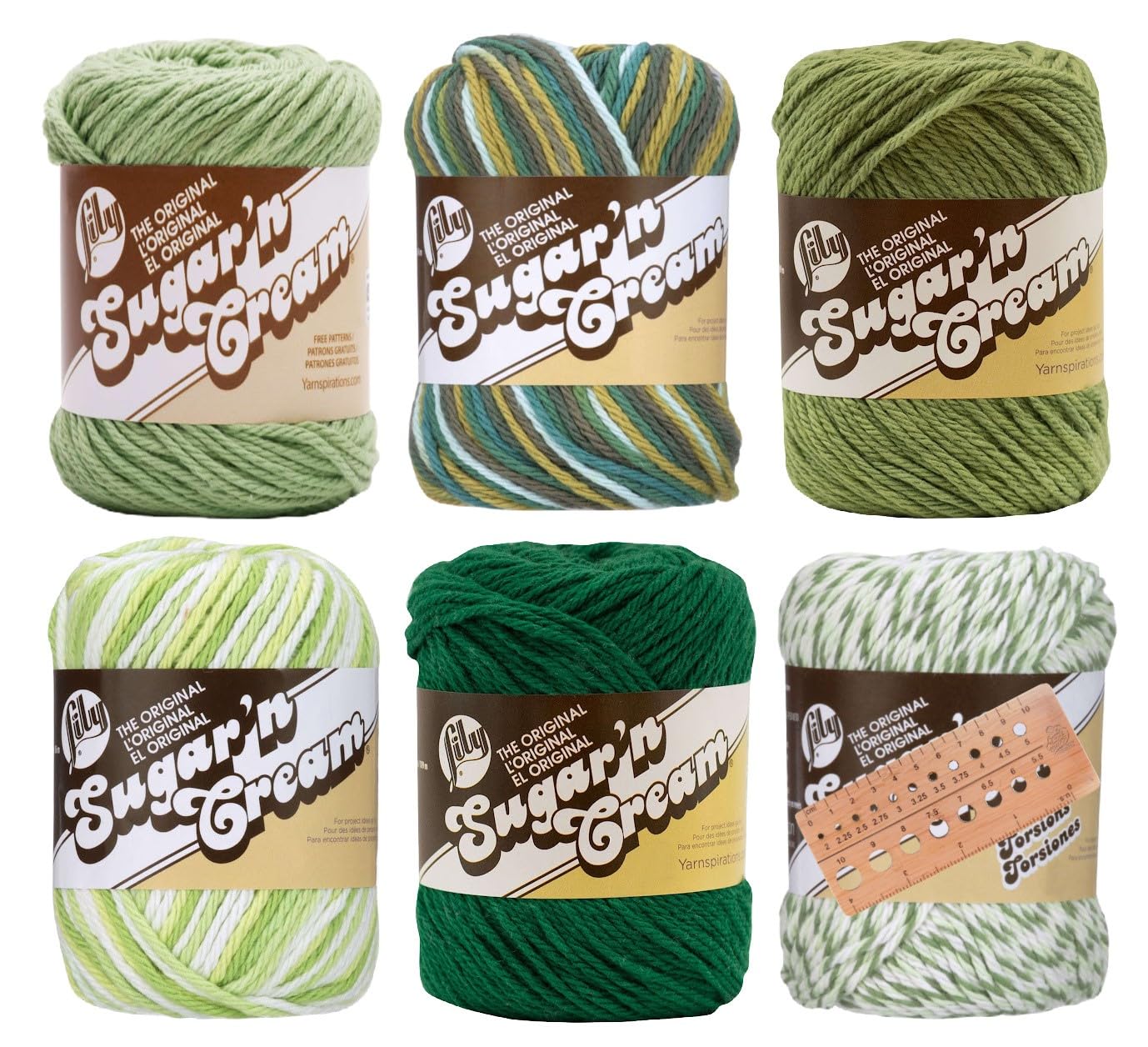 Lily Sugar 'n Cream Yarn - 100% Cotton - Assortment (Forest)