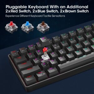 KOORUI Gaming Keyboard 60 percent, Wired Ultra-Compact Mechanical Keyboard 61 Keys,26 RGB Backlit with Blue Switch Mini Keyboards for Windows MacOS Linux-Easy to Carry On Trip