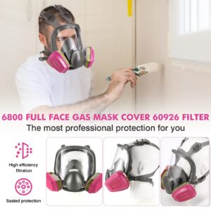 GSHUBB Full-Face Mask Respirator with 60926 Cartridges - Anti-fog,Reusable Gas Cover Organic Vapor Masks Survival Nuclear,Paint Mask for Painting,Dust,Formaldehyde,Epoxy Resin,Sanding,Cutting,welding