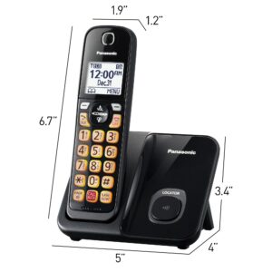 Panasonic Cordless Phone with Advanced Call Block, Bilingual Caller ID and Easy to Read Large High-Contrast Display, Expandable System with 1 Handset - KX-TGD810B (Black)