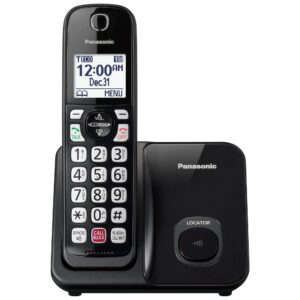 panasonic cordless phone with advanced call block, bilingual caller id and easy to read large high-contrast display, expandable system with 1 handset - kx-tgd810b (black)