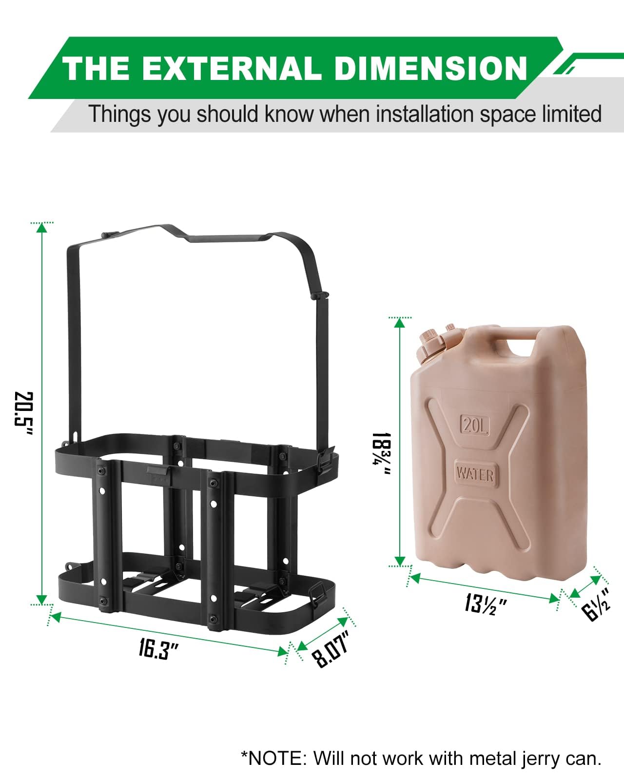 Racewill 5 Gallon Water Storage Containers Holder Mount - Only Fit for Scepter Water Container and Fuel Can 20L - Lockable Mounting Bracket for Camping, RV, and Overlanding