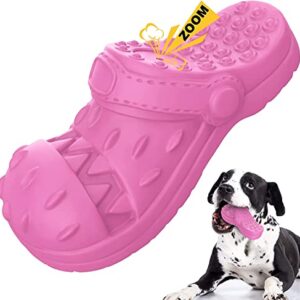 Tough Dog Toys for Aggressive Chewers, Indestructible Dog Toys, Dog Chew Toys Natural Rubber Dog Toy with Bleef Flavor for Small/Medium/Large Interactive Squeaky Dogs (Pink)