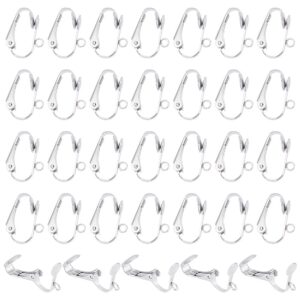 unicraftale 50pcs clip-on earrings findings stainless steel clip-on earring non-piercing earrings ear clip earring diy clip-on earrings for jewelry making 16mm