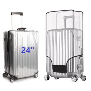 FABULWAY Clear PVC Suitcase Cover Protectors Transparent Luggage Cover Waterproof Wheeled Suitcase Dust Cover Dustproof Travel Luggage Sleeve Protector (24")