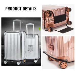 FABULWAY Clear PVC Suitcase Cover Protectors Transparent Luggage Cover Waterproof Wheeled Suitcase Dust Cover Dustproof Travel Luggage Sleeve Protector (24")