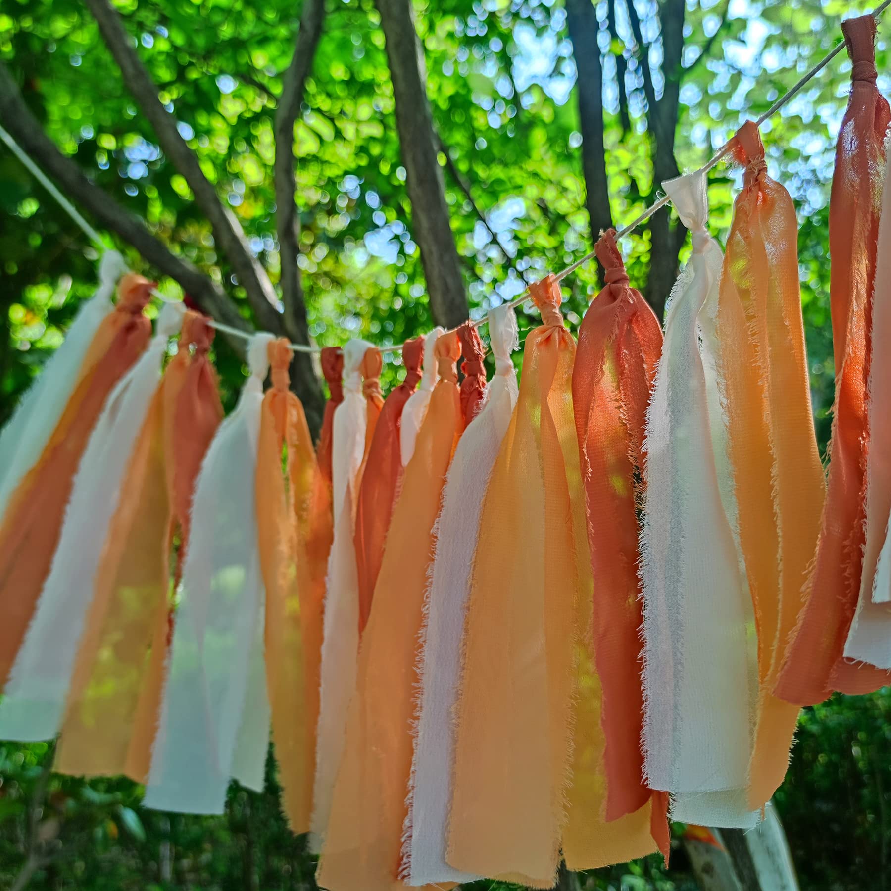 Mybbshower Chiffon Tsaasel Garland for Burnt Orche Coral Peach Orange Wedding Tea Party Hanging Party Decorations Birthday Bridal Baby Shower