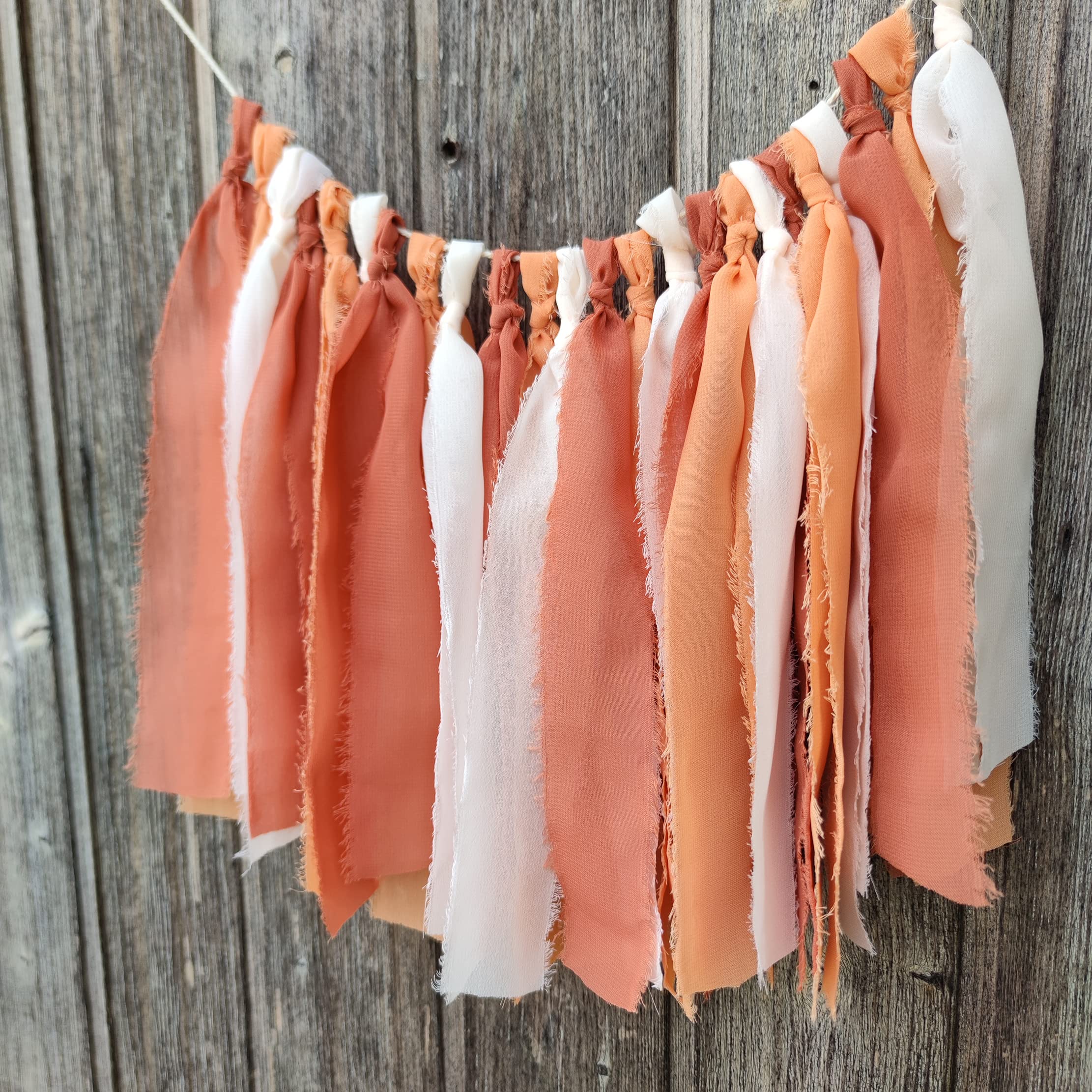 Mybbshower Chiffon Tsaasel Garland for Burnt Orche Coral Peach Orange Wedding Tea Party Hanging Party Decorations Birthday Bridal Baby Shower