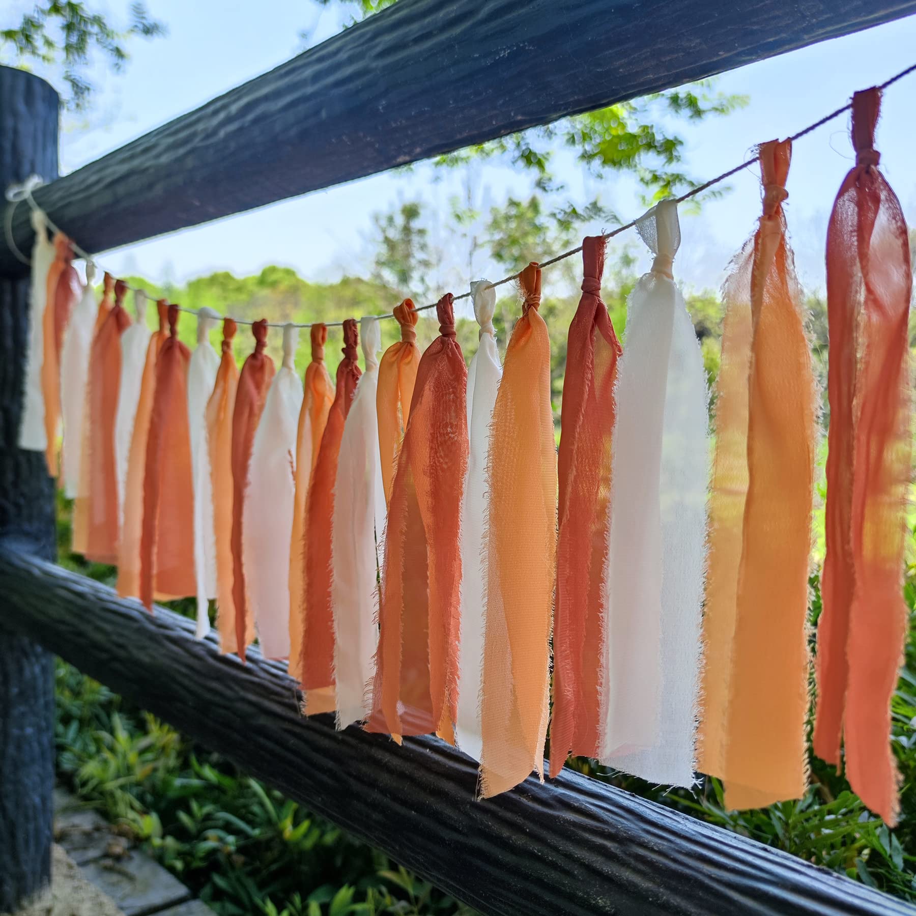 Mybbshower Chiffon Tsaasel Garland for Burnt Orche Coral Peach Orange Wedding Tea Party Hanging Party Decorations Birthday Bridal Baby Shower