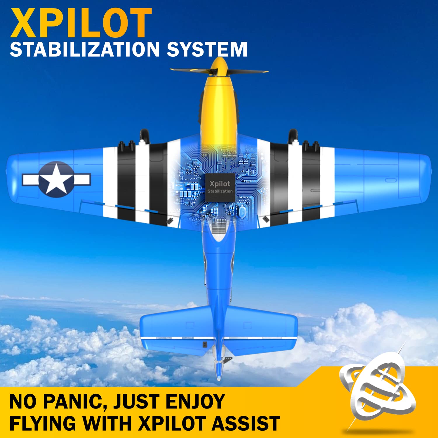 LEAMBE RC Plane 4 Channel Remote Control Airplane with 3 Modes - Ready to Fly Upgrade P51 Mustang RC Airplane for Beginners Adult with Xpilot Stabilization System & One Key Aerobatic