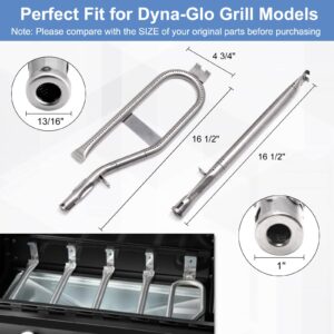 Criditpid Grill Replacement Parts for Dyna-Glo DGH474CRP, DGH450CRP, DGH485CRP, DGH483CRP, Porcelain Steel Grill Heat Plate, Stainless Steel Burner Tube for Dynaglo 4 and 5 Burner Grill.