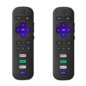 replacement remote control for roku tv, compatible with tcl roku/hisense roku/element roku/insignia roku/jvc roku/onn roku/philips roku/rca roku/sharp roku/westinghouse roku series smart tvs, 2 pack