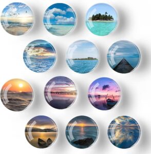 lissaberg 12 pcs glass strong magnetic refrigerator magnets fridge sticker - island round glass fridge decoration, office whiteboard magnet, locker magnet, cabinet magnet, dishwasher magnet (island)