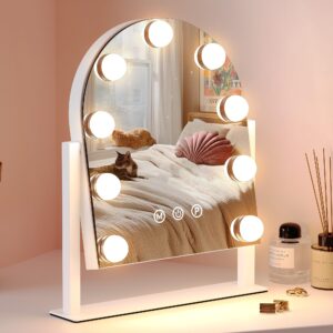 zl zeling makeup mirror with lights, vanity mirror with lights, lighted makeup mirror, 3 color modes, dimmable light,360° rotation