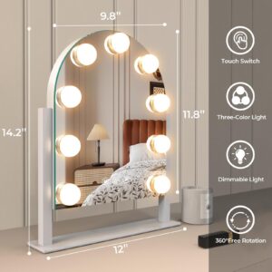 ZL ZELing Makeup Mirror with Lights, Vanity Mirror with Lights, Lighted Makeup Mirror, 3 Color Modes, Dimmable Light,360° Rotation