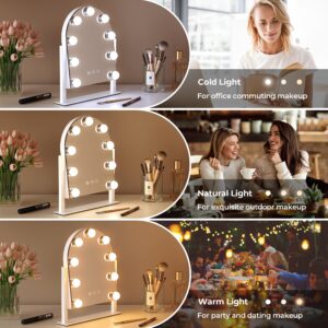 ZL ZELing Makeup Mirror with Lights, Vanity Mirror with Lights, Lighted Makeup Mirror, 3 Color Modes, Dimmable Light,360° Rotation