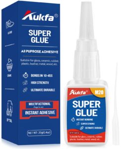 super glue, aukfa cyanoacrylate adhesive strong bonding and fast-drying glue for your repair needs, cyanoacrylate all-purpose repair glue for home ceramic, plastic, glass, wood, diy craft