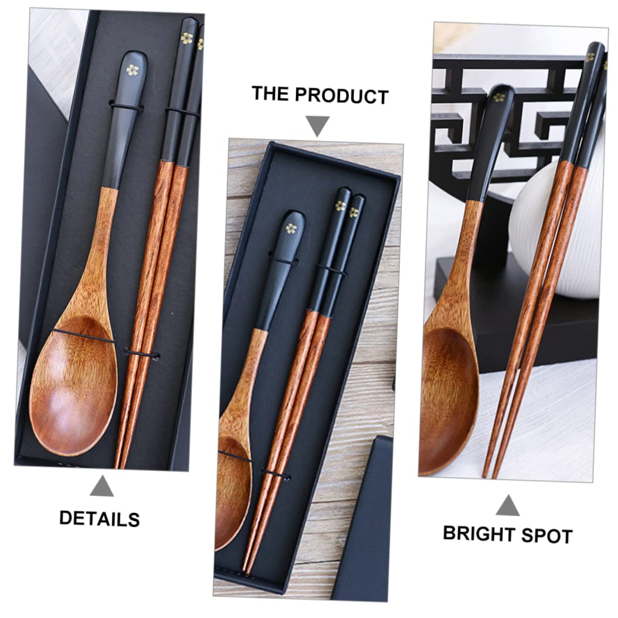 1 Set Wooden Spoon Set Travel Utensils Food Spoon Japanese Tableware Wooden Chopsticks Spoon