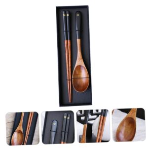 1 Set Wooden Spoon Set Travel Utensils Food Spoon Japanese Tableware Wooden Chopsticks Spoon