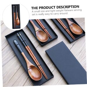 1 Set Wooden Spoon Set Travel Utensils Food Spoon Japanese Tableware Wooden Chopsticks Spoon