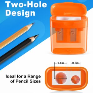 100 Pack Pencil Sharpeners Bulk - Double Hole Pencil Sharpener Manual with Cover for School Kids, Small Cute Pencil sharpeners Handheld for Students School Classroom Supplies