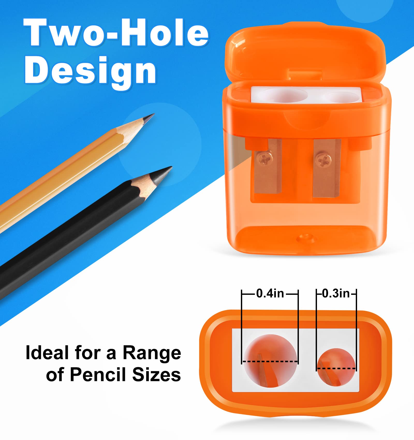 100 Pack Pencil Sharpeners Bulk - Double Hole Pencil Sharpener Manual with Cover for School Kids, Small Cute Pencil sharpeners Handheld for Students School Classroom Supplies