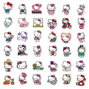 100Pcs Hello Kitty Stickers for Girl, Kawaii Cute Sanrio Cartoon Gifts for Kids, Waterproof Hello Kitty Decal for Teen Water Bottle, Laptop, Travel Case, Guitar, Phone, Skateboard, Bike, Scrapbook