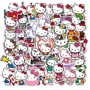 100Pcs Hello Kitty Stickers for Girl, Kawaii Cute Sanrio Cartoon Gifts for Kids, Waterproof Hello Kitty Decal for Teen Water Bottle, Laptop, Travel Case, Guitar, Phone, Skateboard, Bike, Scrapbook