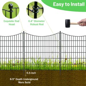 5 Panels No Dig Decorative Outdoor Garden Fence for Yard, 32 in(H) X 12 ft(L) Animal Barrier Fencing Rustproof Metal Wire Panel Border for Dog, Rabbits, and Patio Temporary Ground Stakes Defense