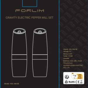 FORLIM Gravity Electric Salt and Pepper Grinder Set, Automatic Pepper Grinder Shakers Mill, Upgraded Batteries Powered Adjustable Coarseness with LED, One Hand Operation Perfect for Kitchen