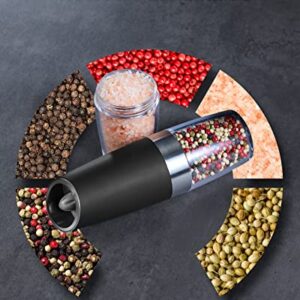 FORLIM Gravity Electric Salt and Pepper Grinder Set, Automatic Pepper Grinder Shakers Mill, Upgraded Batteries Powered Adjustable Coarseness with LED, One Hand Operation Perfect for Kitchen