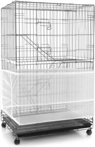 lustrioustoy bird cage seed catcher, large, seed catcher guard net cover, prevent scatter and mess, soft airy cage net stretchy skirt, prevent scatter and mess(white, 118 x 15.7 inch)