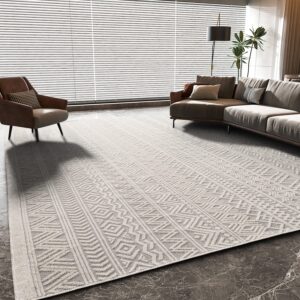 8x10 area rugs for living room machine washable rug woven textured neutral boho rug ultra soft moroccan carpet ideal for bedroom dining room dorm playroom office, bluish grey