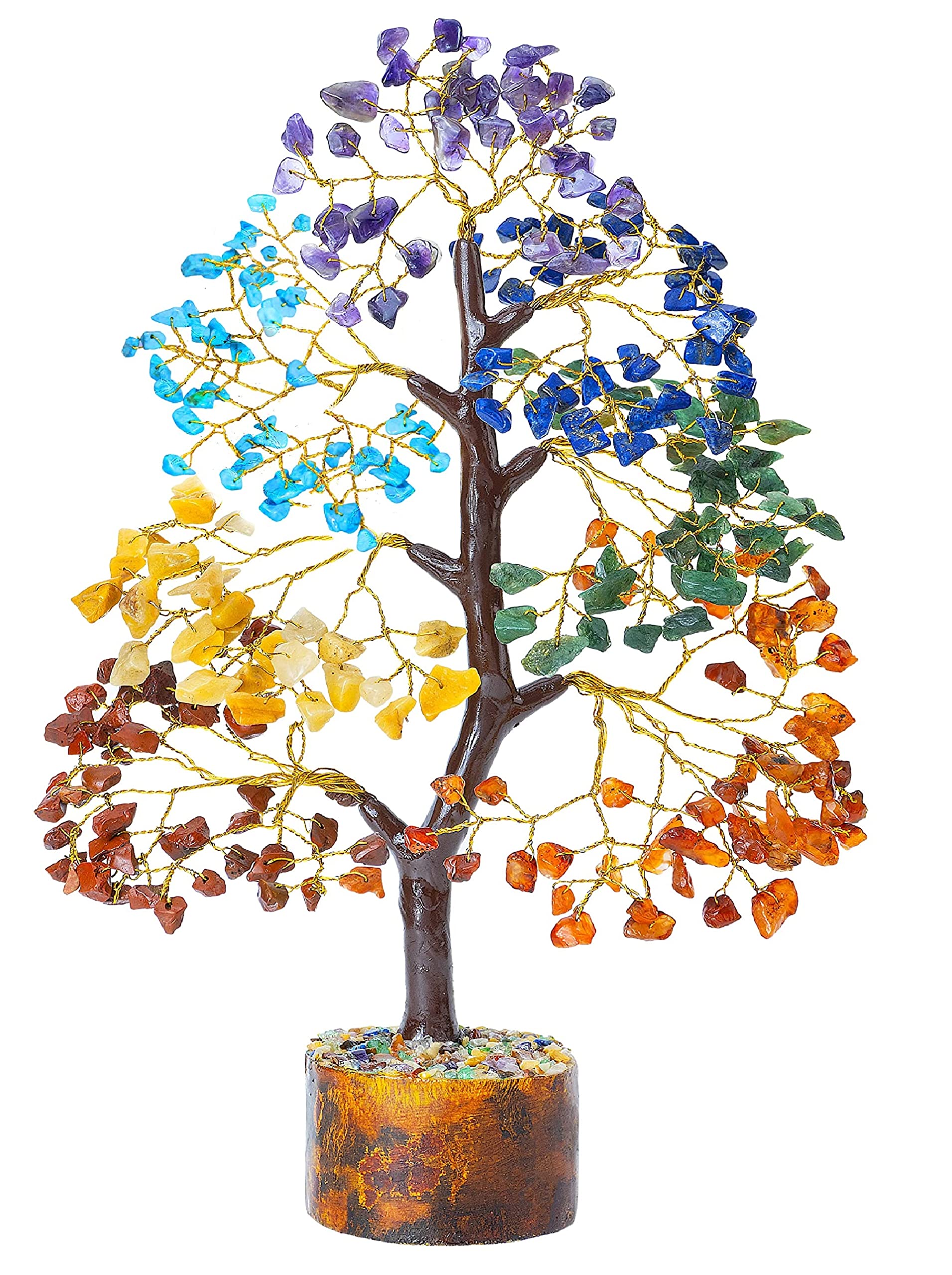 Crocon Seven Chakra Crystal Tree of Life - Gemstone Tree - 7 Chakra Tree - Crystal Tree for Positive Energy - Feng Shui - Money Tree Bonsai - Gem Stone Tree + Home Decor - Thoughtful Gift for Women