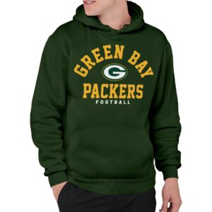 junk food clothing x nfl - green bay packers - classic team logo - unisex adult pullover fleece hoodie for men and women - size medium